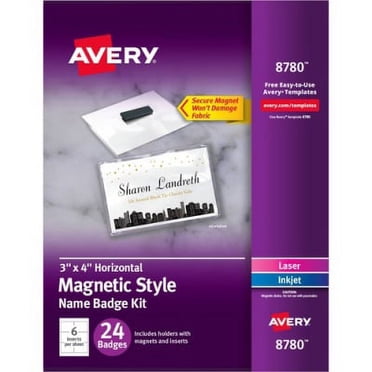 Avery Name Badges with Clips, 3" x 4", 80 Name Tags (21879) - Walmart.com