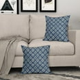 Blue Floral Block Print Pillow Covers 18x18 Inch Set of 2, Vintage ...
