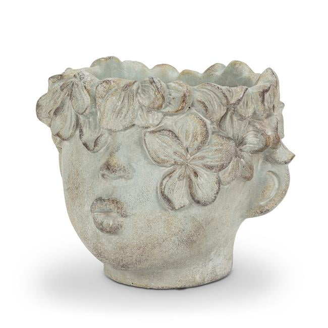 Abbott Collections AB-27-BACI-041-MD 8 in. Kissing Face Planter, Grey ...