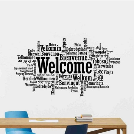 Merek Welcome in Different Languages Wall Decal Office Poster Gift ...