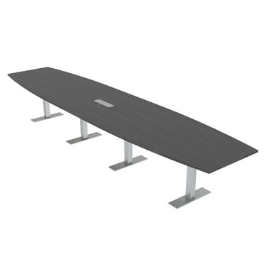 12 Person Rectangular Powered Modular Conference Table Metal Bases ...