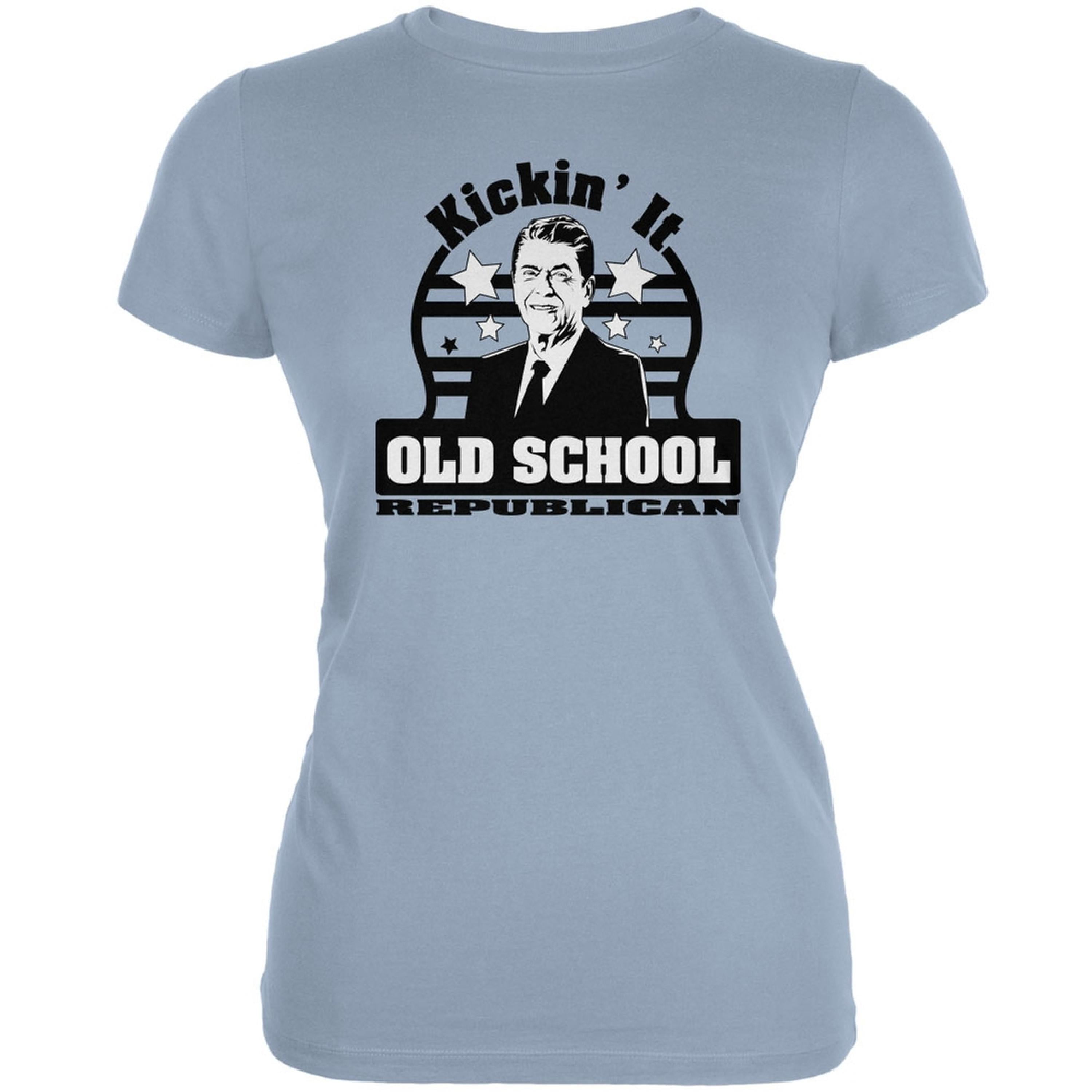 Ronald Reagan - Old School Republican Light Blue Juniors Soft T-Shirt ...