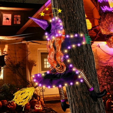 6Ft Halloween Witch Decor with Bow & Hat Light Up, Stretchable ...