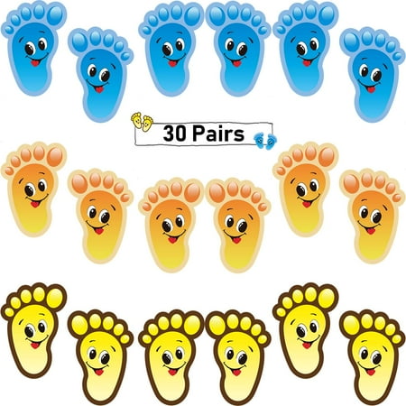 30 Pairs Kids Floor Stickers Self-Adhesive Floor Decals Social Distance ...