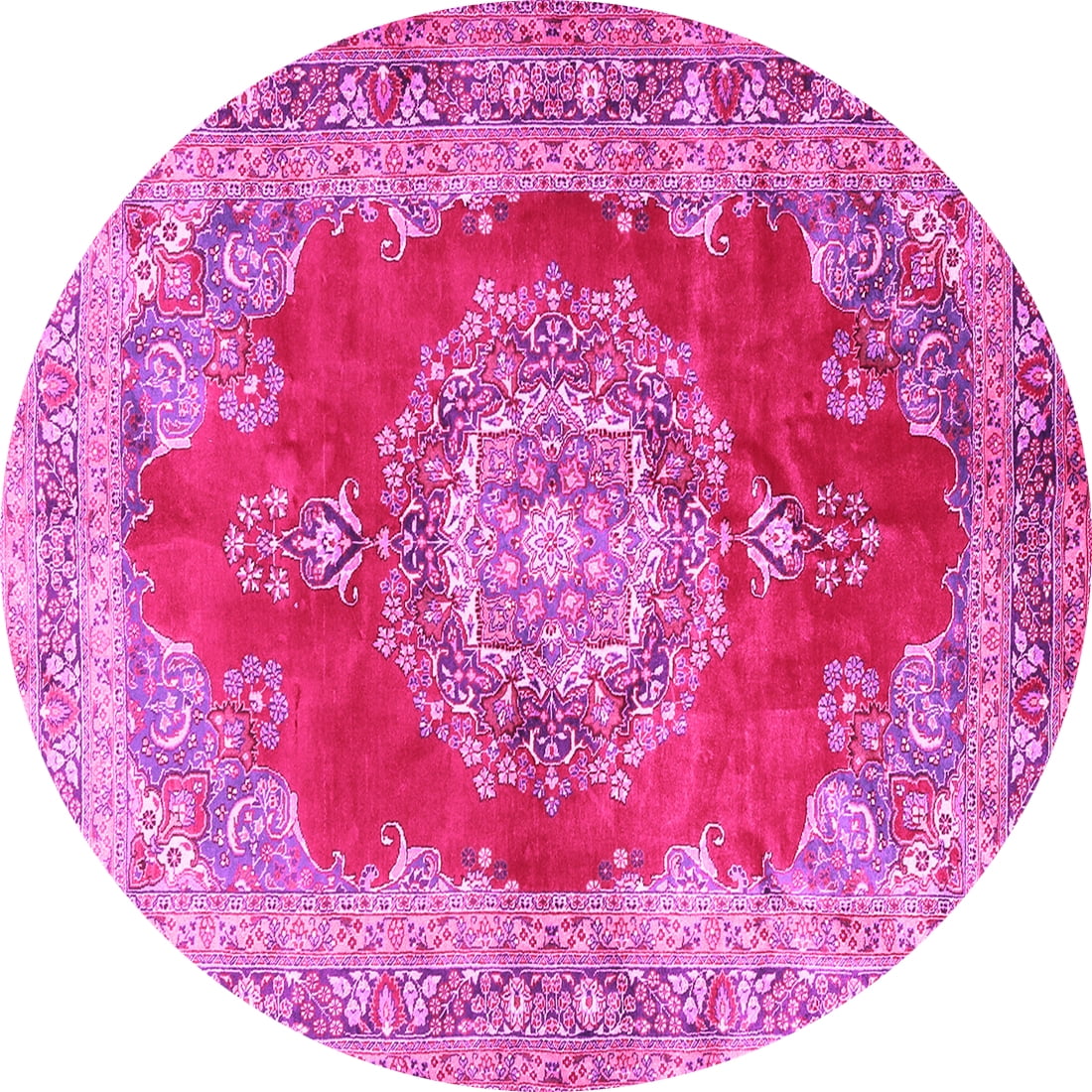 Ahgly Company Indoor Round Medallion Pink Traditional Area Rugs, 5 ...