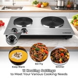 Cusimax Small Counter Stove, 1800W Dual Burner, Modern Stainless ...