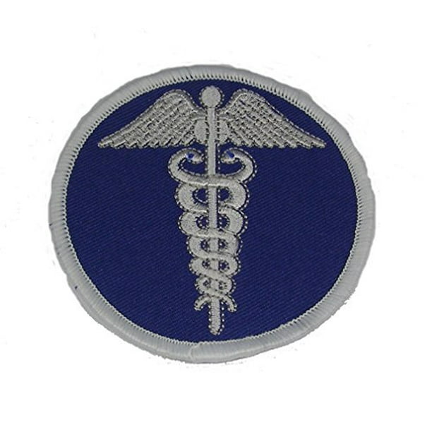 MEDICAL CADUCEUS Round Patch - Blue And White - Veteran Owned Business ...