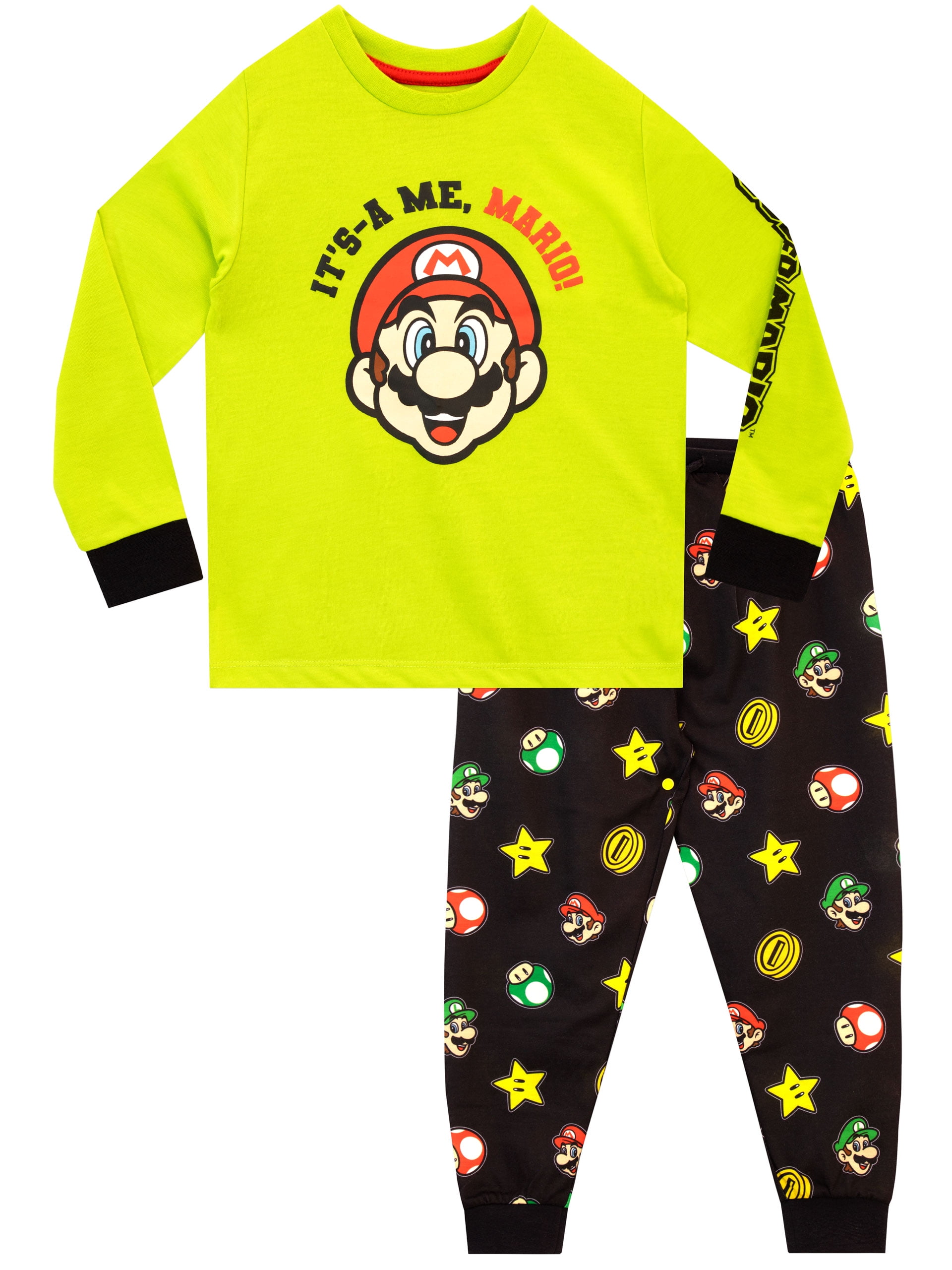 Super Mario Boys Long Sleeve and Leg Pajamas Sizes 3 -12 - Walmart.com