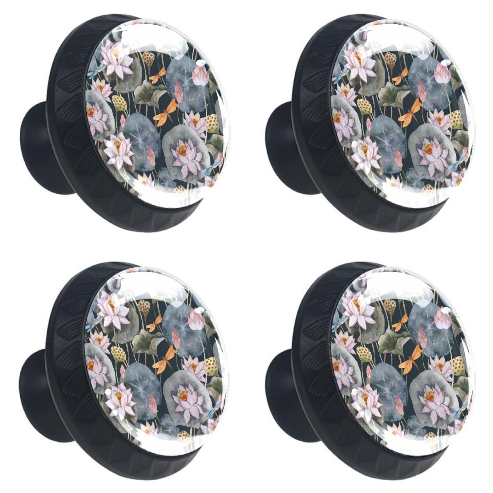4 Pcs Lotus Knobs for Kitchen Cabinet Cupboard Dresser Bookcase Drawer ...