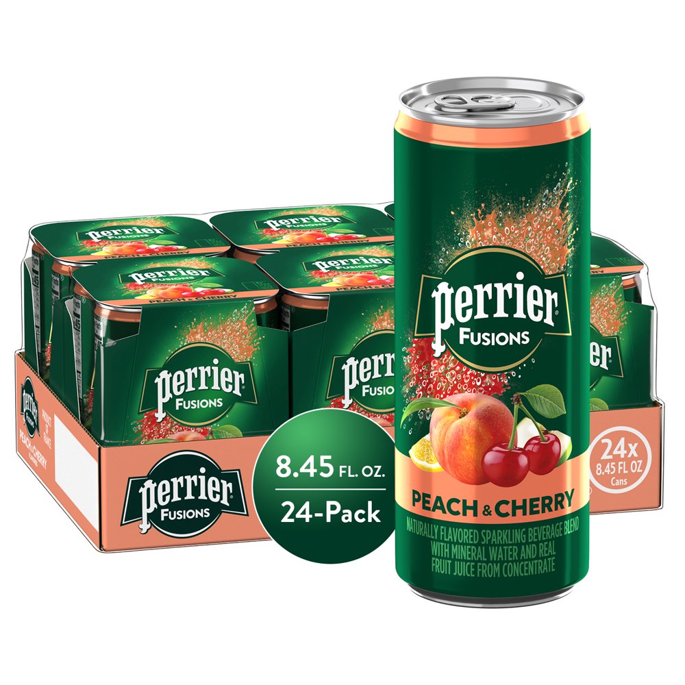 Perrier Fusions, Peach & Cherry Flavor, 8.45 Fl Oz. Cans (24 Count ...