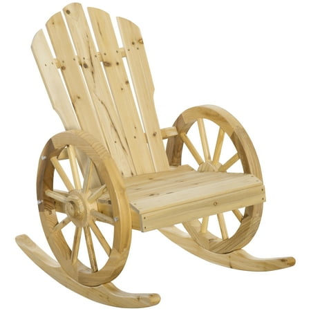 Patio Wooden Adirondack Rocking Chair, Wagon Outdoor Rocker Cahir with ...