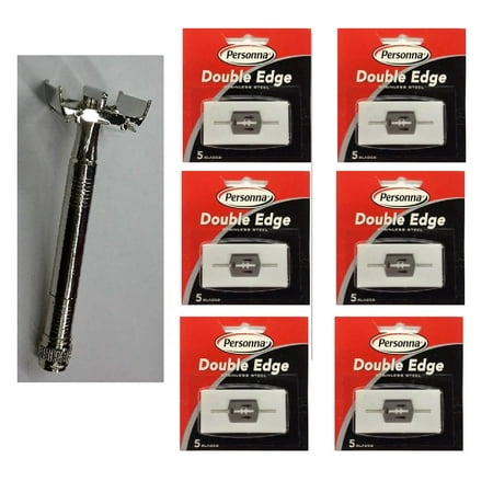 Double Edge Safety Razor + Personna Double Edge Stainless Steel Refill ...