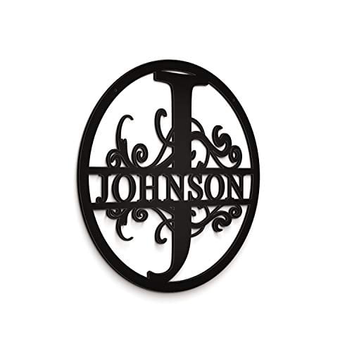 JASS GRAPHIX Johnson 12" Circle Black Aluminum Composite Monogrammed ...