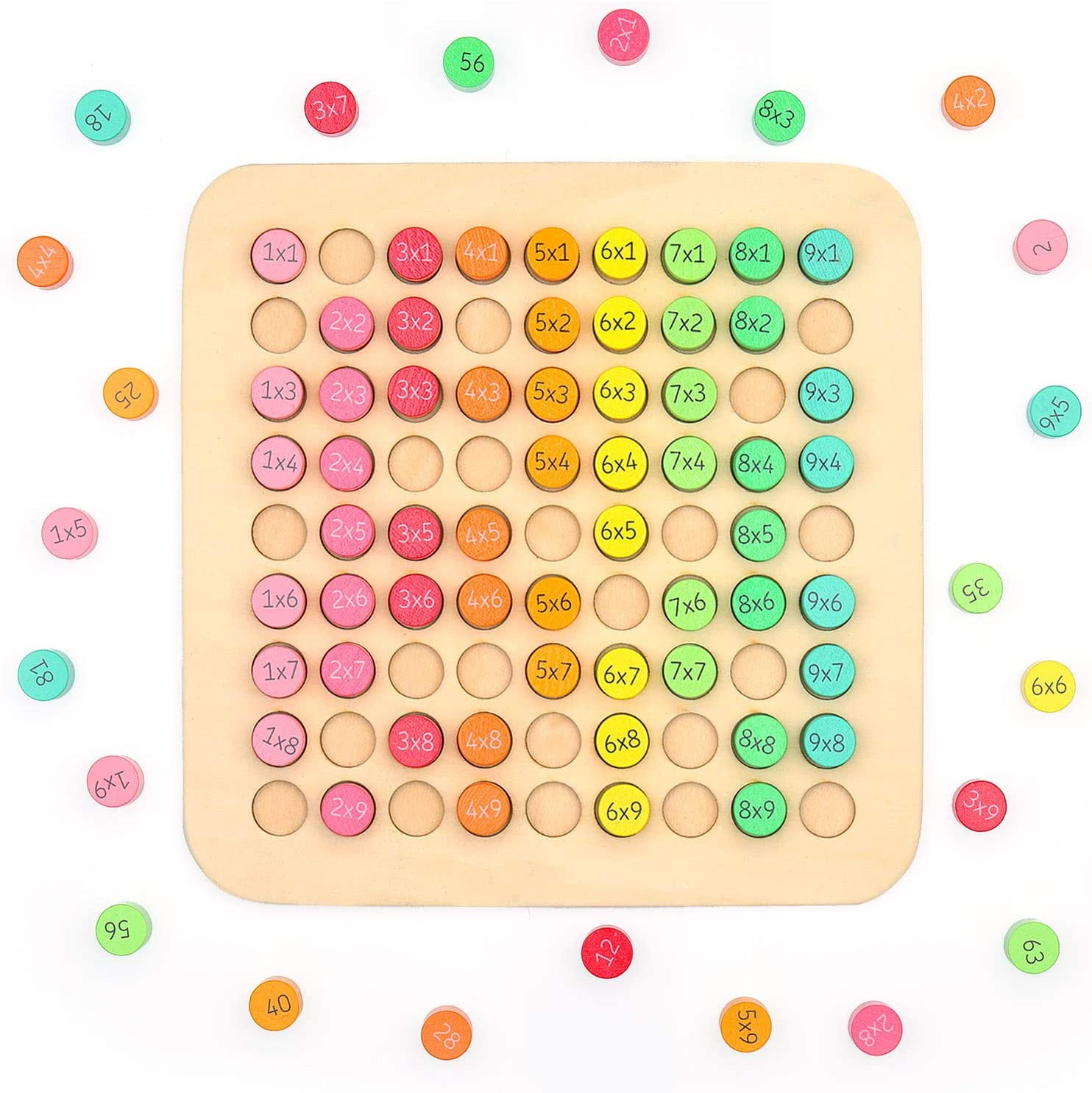 9x9 Wooden Multiplication Table Math, Multiplication Table For Kids ...