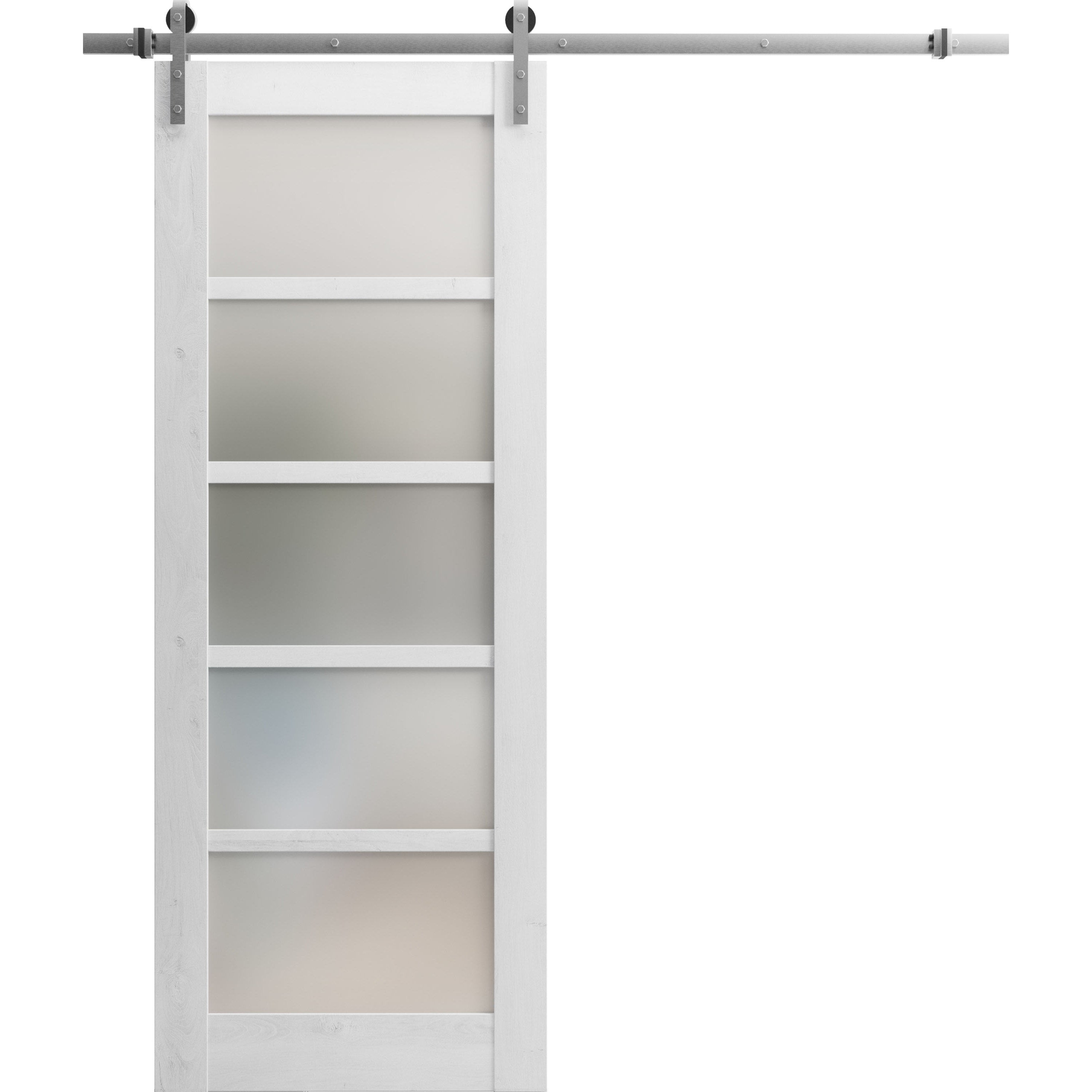 Sturdy Barn Door 24 x 80 inches | Quadro 4002 Nordic White with Frosted ...