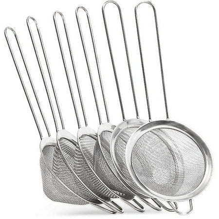 6 Pack Stainless Steel Sieve Fine Mesh Strainers, Skimmer Spoon For ...