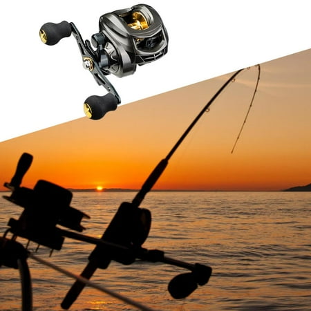 Baitcasting Fishing Reel Compact, Max 17.6 LB Carbon Fiber Drag, Brake ...
