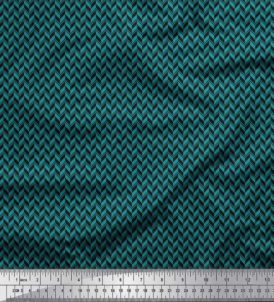 Soimoi Satin Silk Fabric Herringbone Small Print Fabric by The Yard 42 ...