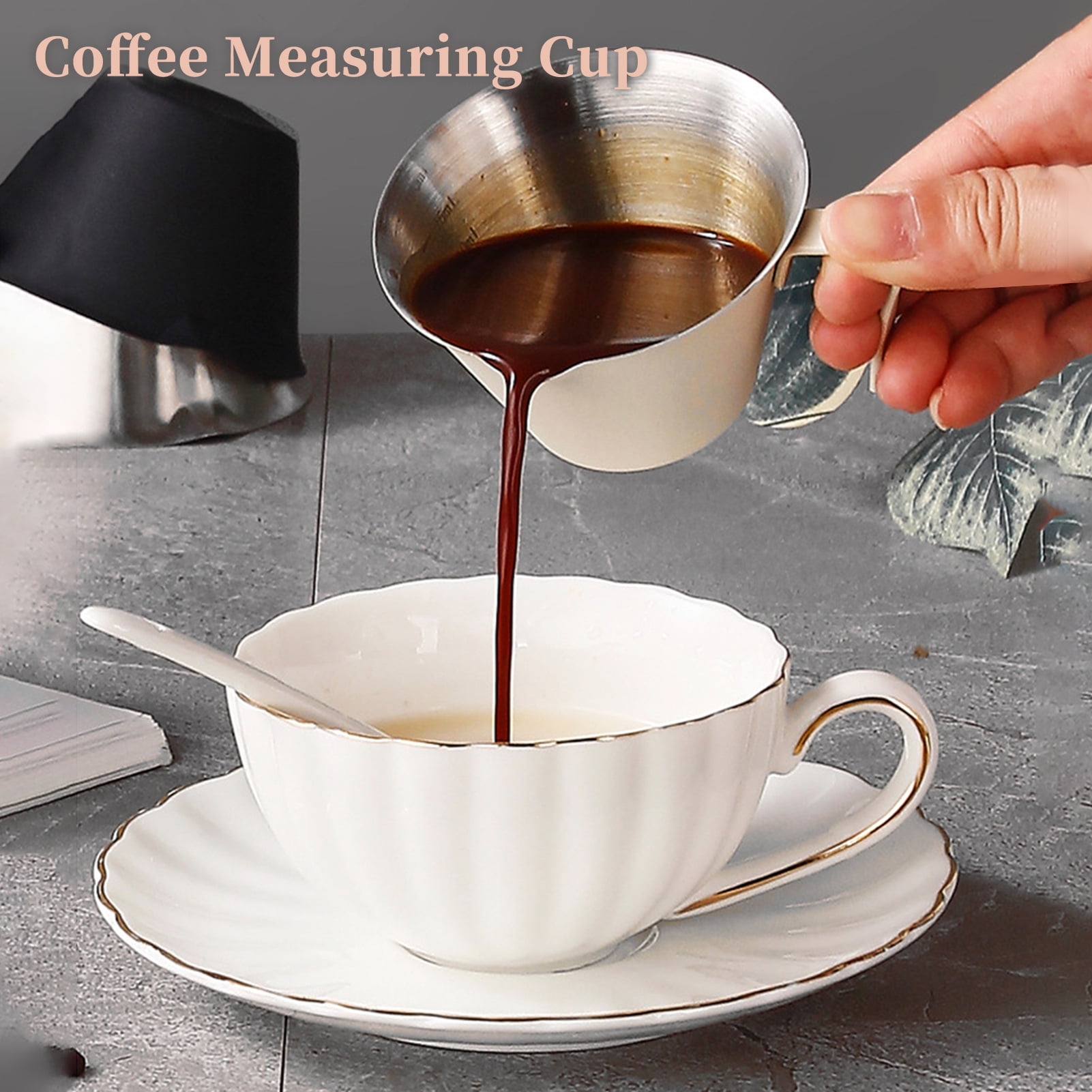 Uehgn 100ml Coffee Measuring Cup with Scale Mark Food Grade Polished ...