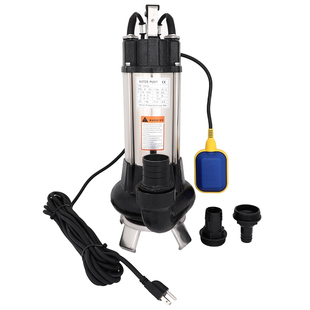 SCITOO 6340GPH Submersible Sump Pump 1.5 HP Industrial Sewage Cutter ...