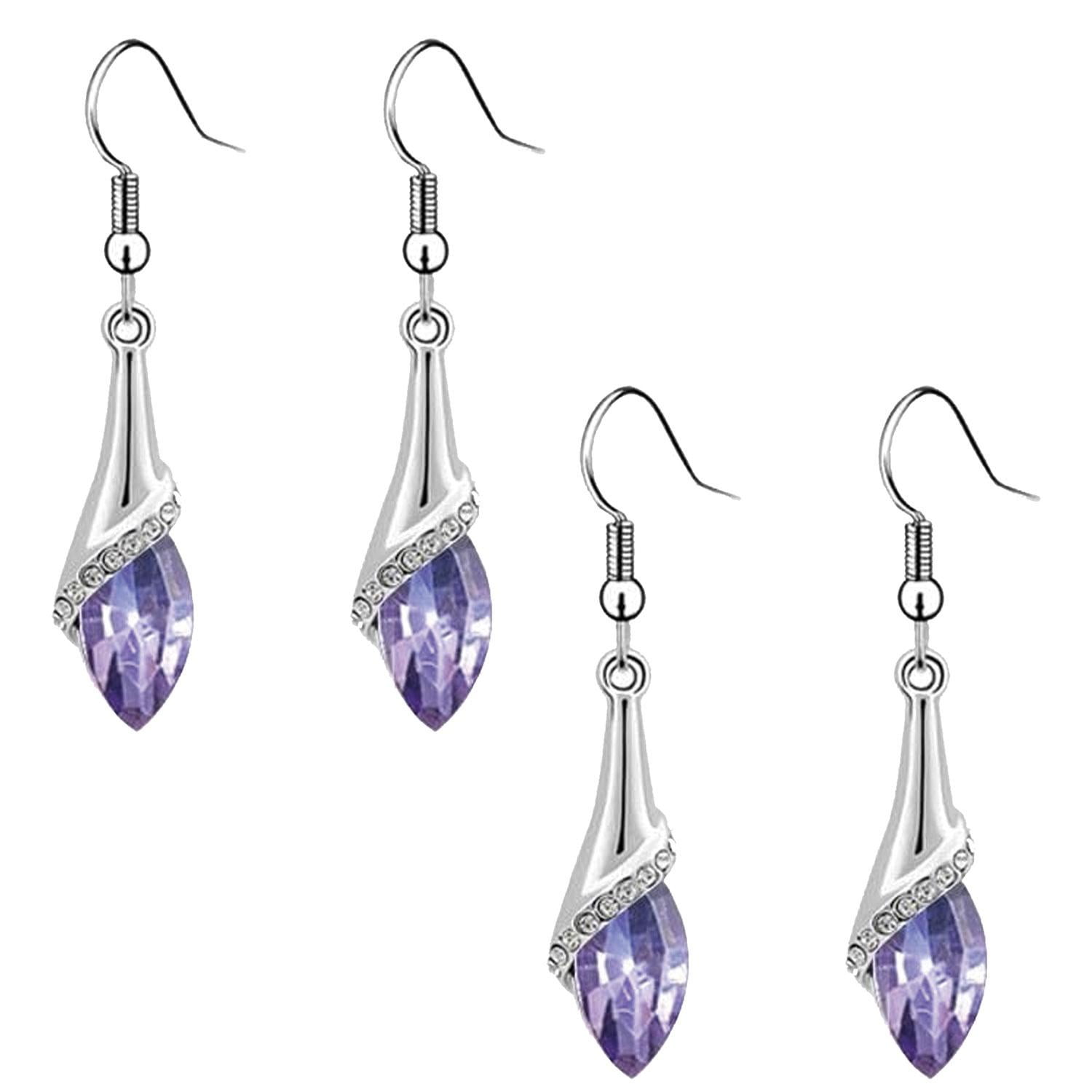 Aretes de gota de agua Drop03 2Pzas Gota de Agua Morado Metal/Circón ...