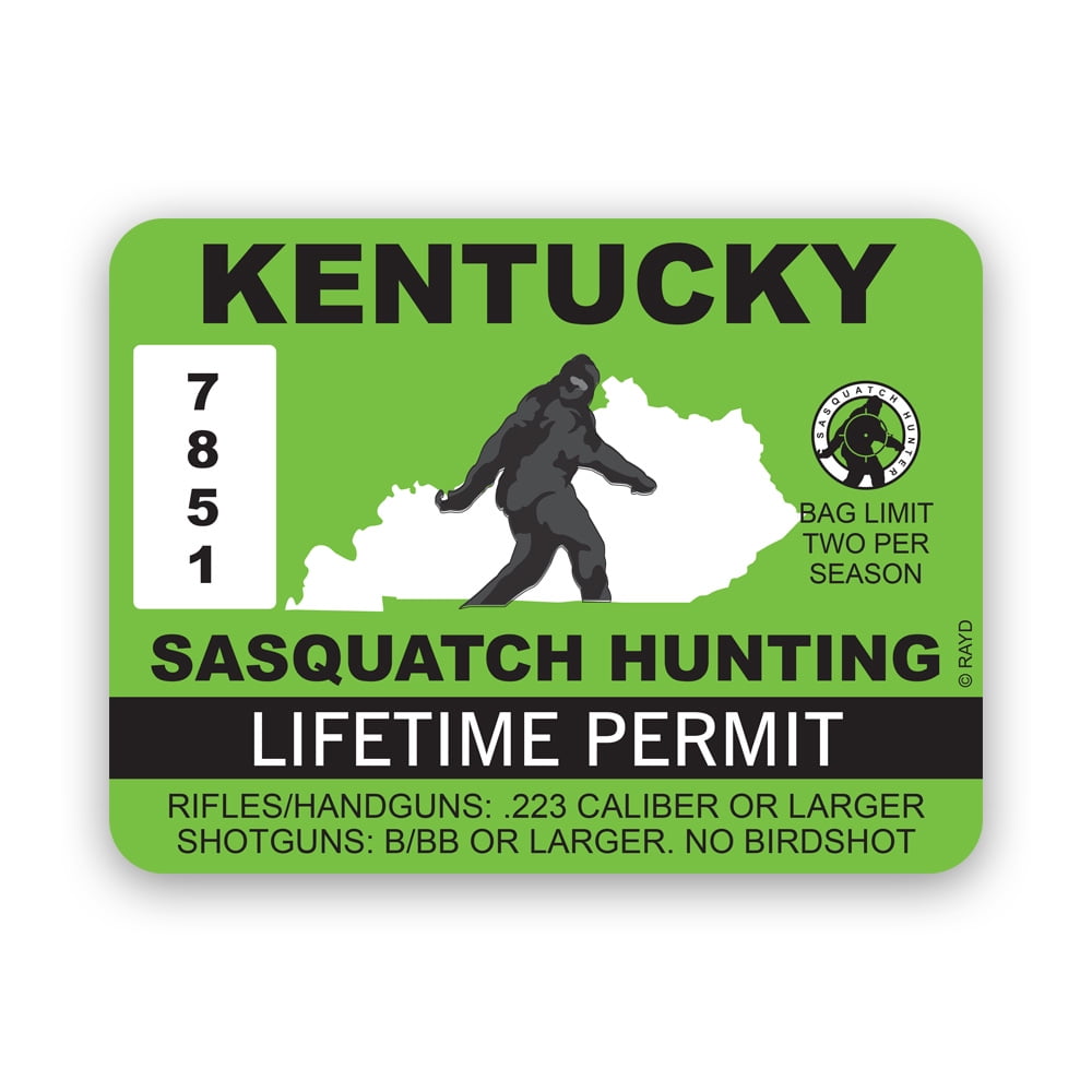 Kentucky Sasquatch Hunting Permit Sticker Decal - Self Adhesive Vinyl ...