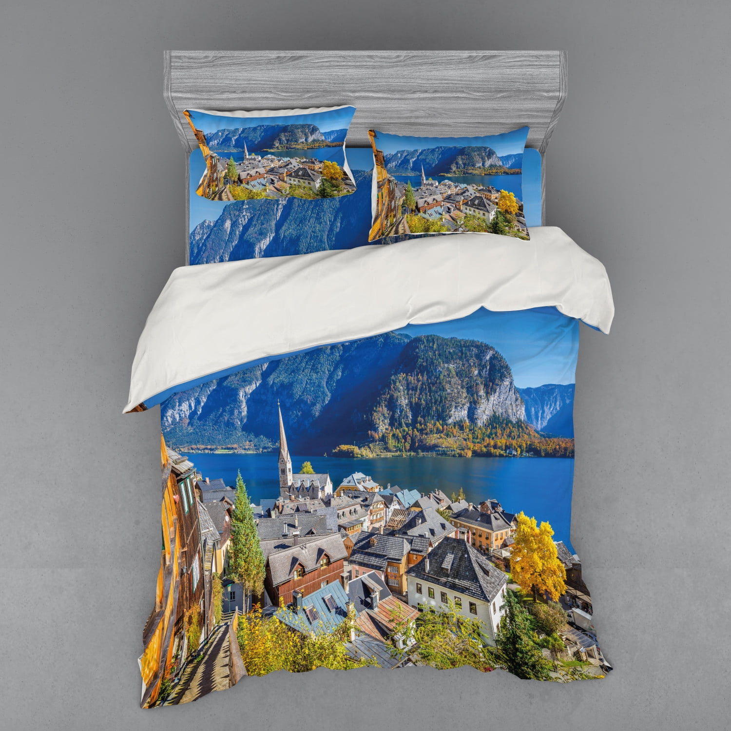Fall Duvet Cover Set, Historical Mountain Village of Hallstatt Austria ...