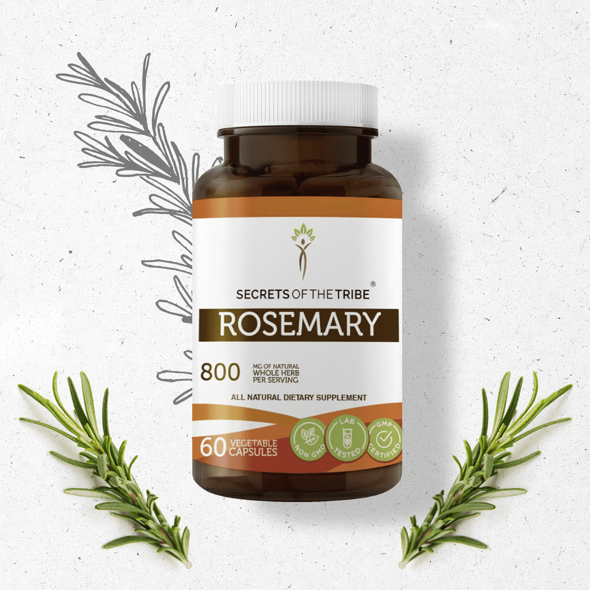 Secrets of the Tribe Rosemary 60 Capsules, 400 mg, Organic Rosemary ...