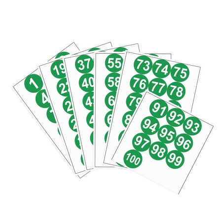 Uxcell 75mm Dia PVC Round Number Stickers Number 1-100 Green | Walmart ...