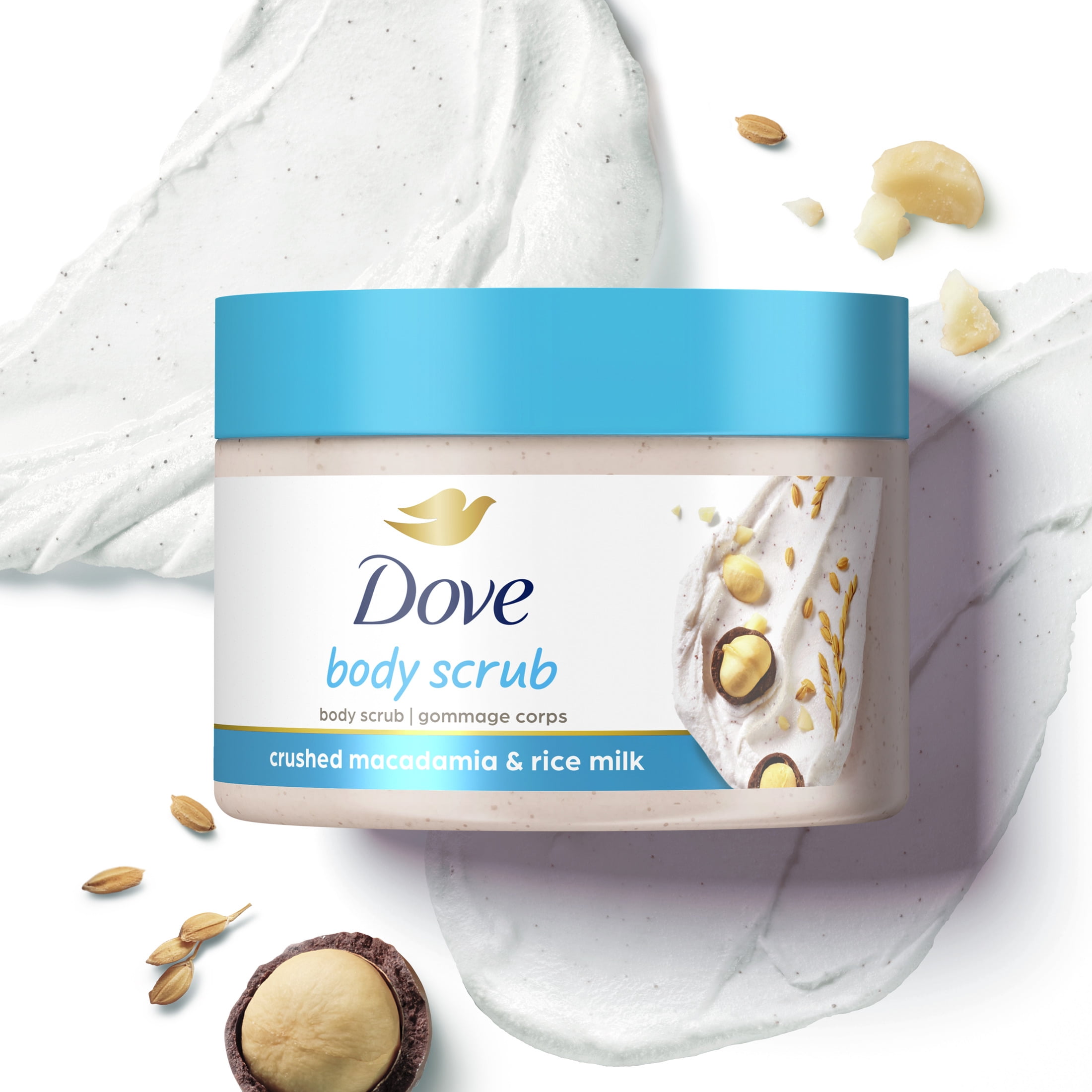 Dove Exfoliating Body Polish Macadamia and Rice Milk Body Scrub, 10.5 ...