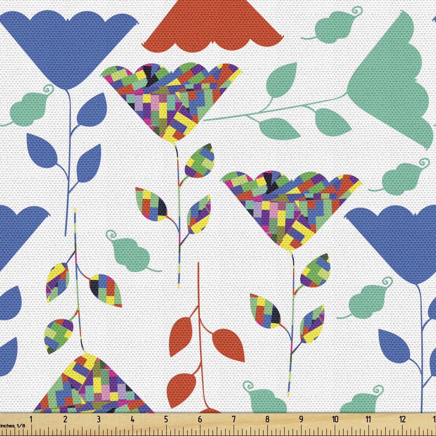 Spring Upholstery Fabric by the Yard, Colorful Geometric Flower ...