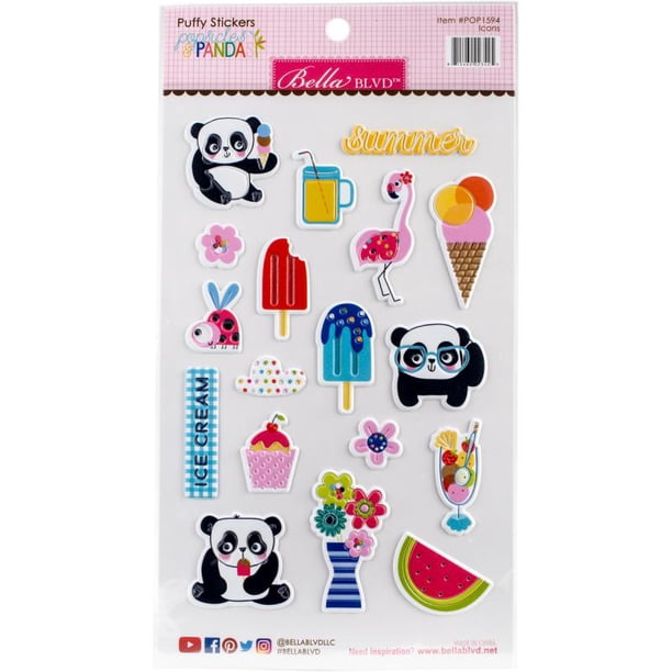 Popsicles & Pandas Puffy Stickers - Icons - Walmart.com