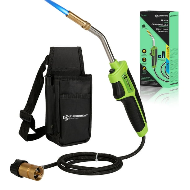 TURBOHEAT Propane Brazing Torch Kit with Holster Mapp Map Gas Torch Gun Head 5 ft Long Hose ...