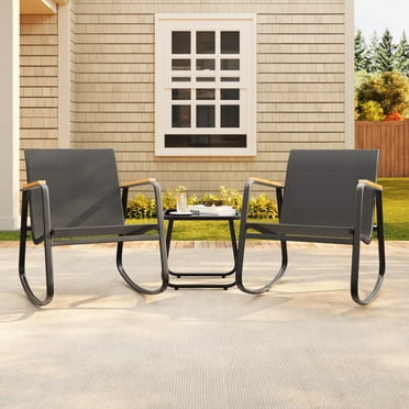 COSIEST 3 Piece Outdoor Balcony Porch Rockers Bistro Set with Metal ...