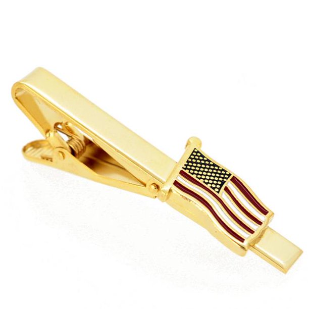 Fantasyard Patriotic American Flag Tie Clip - Gold - 2.125 x 0.625 in ...