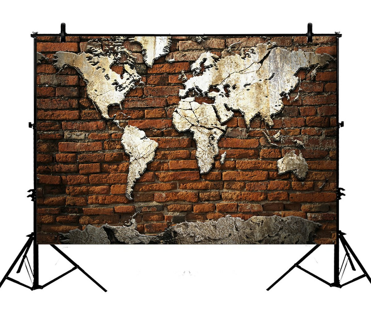 PHFZK 7x5ft Adventure Backdrops, Vintage Retro World Map on Old Brick ...