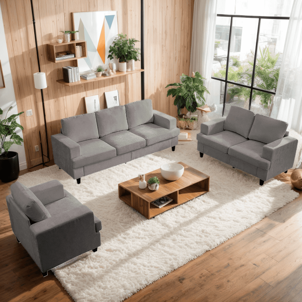 Click here for Zafly 3 Piece Living Room Sofa Set With Solid Wood... prices