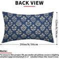Blue Pillow Covers 12x20 Inch Set of 2, Cream Floral Block Print ...