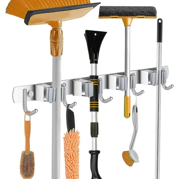 Wall Mounted Broom Holder, Stainless Steel Broom Holder, Storage Hanger ...
