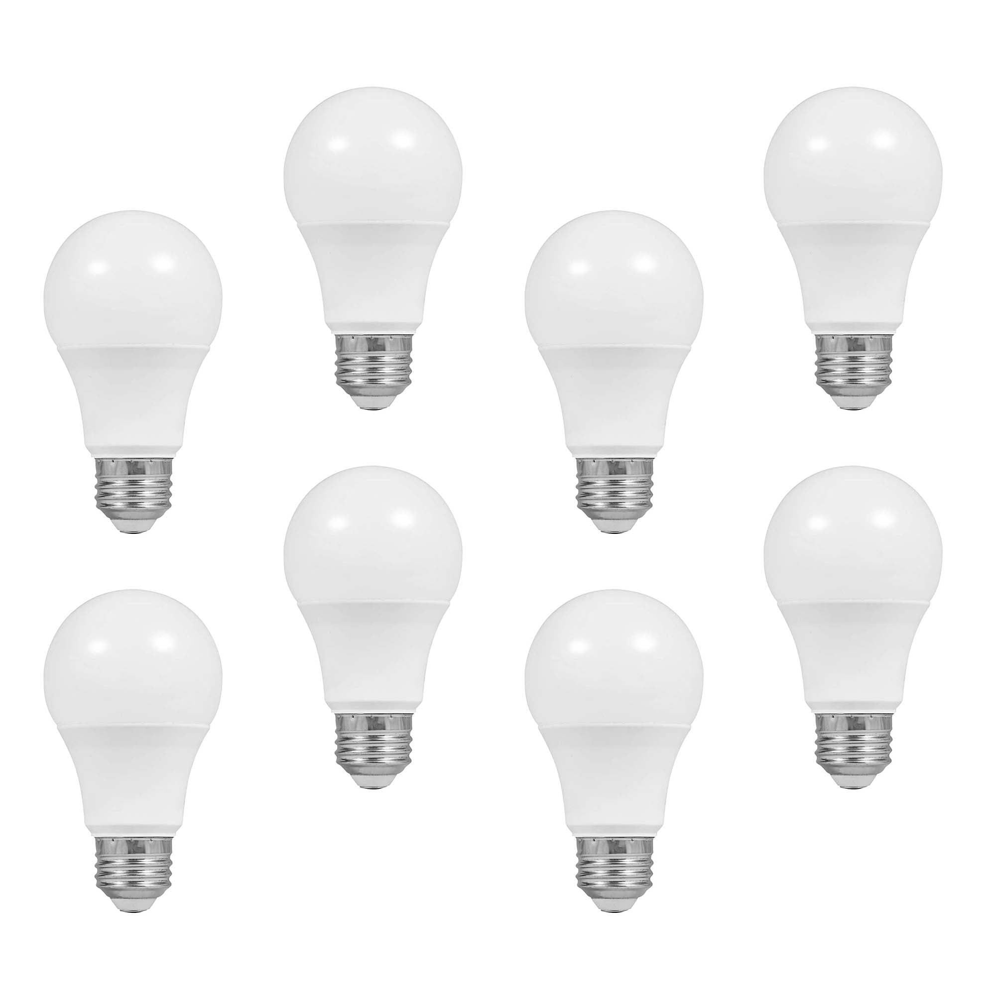 Lroom 8-Pack of Daylight LED Light Bulbs, UL Listed, E26 Base, 9.5W ...