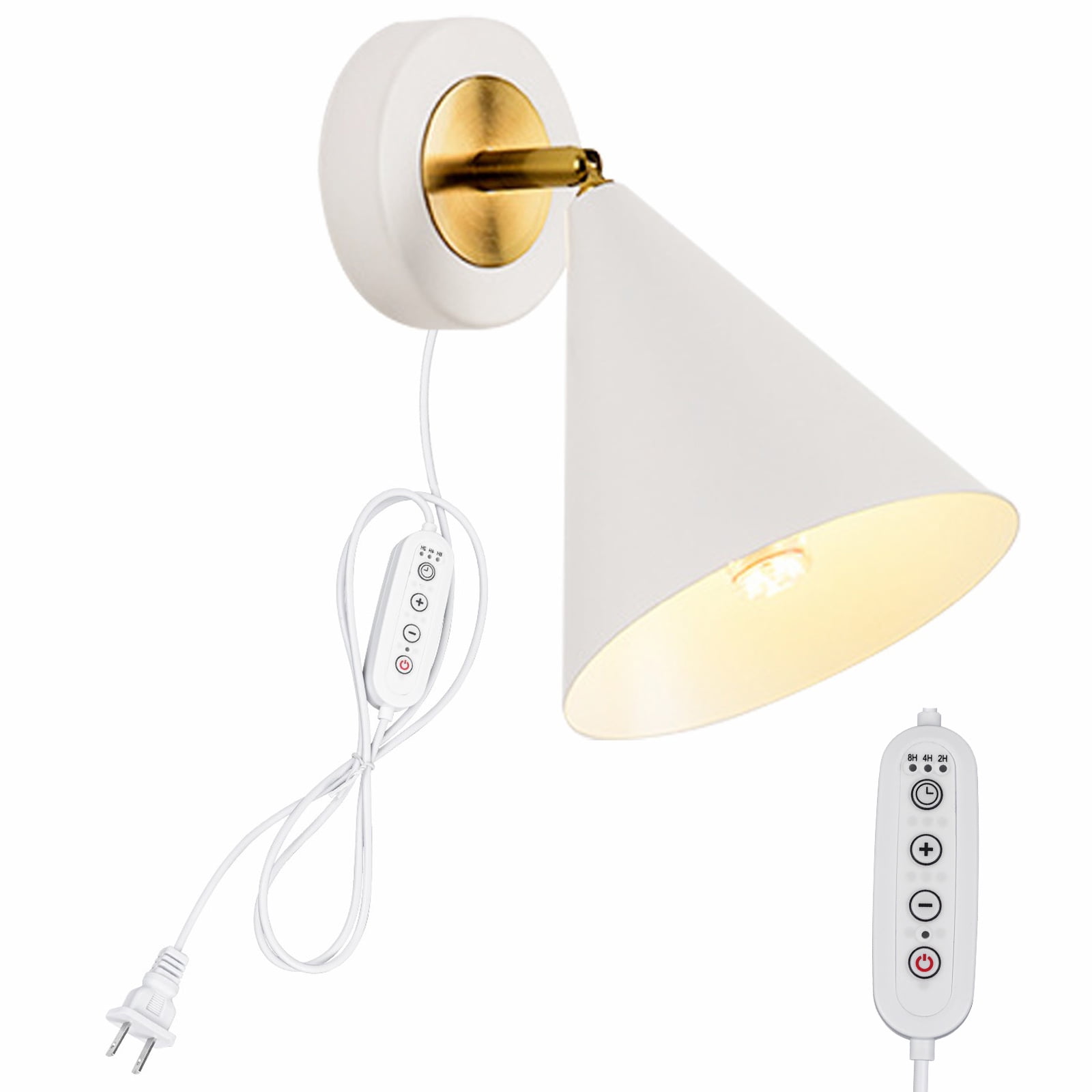 Kiven Plug in Dimmable Wall Lamp with Timer, Modern Style Plug in Wall ...