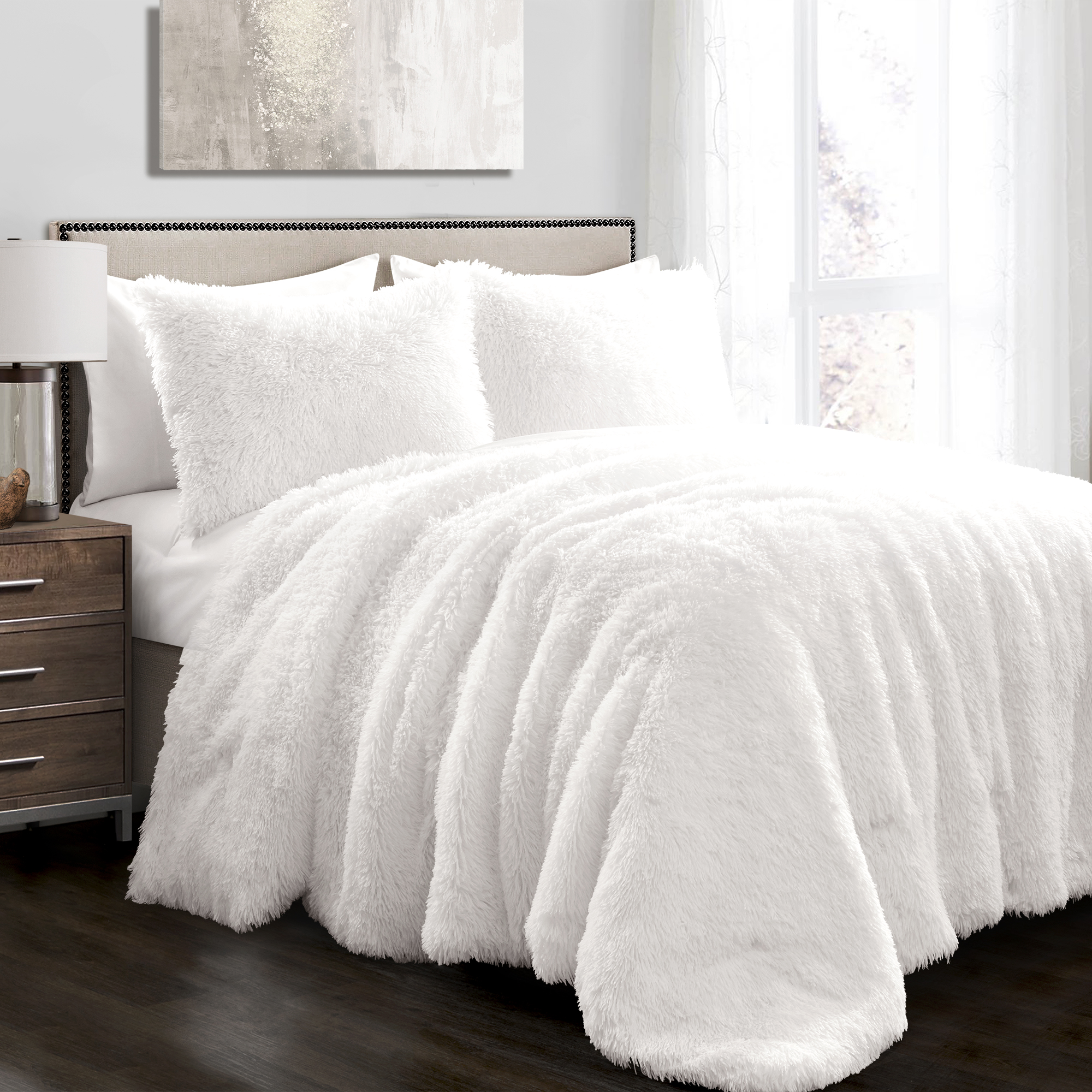 Lush Decor Emma Faux Fur Comforter White 3Pc Set King Walmart Lush Decor Emma Faux Fur Comforter White 3Pc Set King Walmart