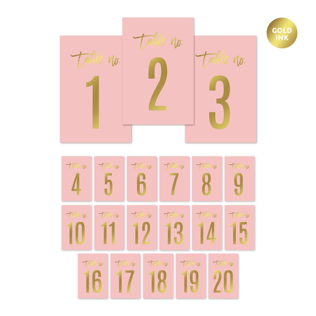 Blush Pink and Metallic Gold Confetti Polka Dots, Table Numbers 1 - 20 ...