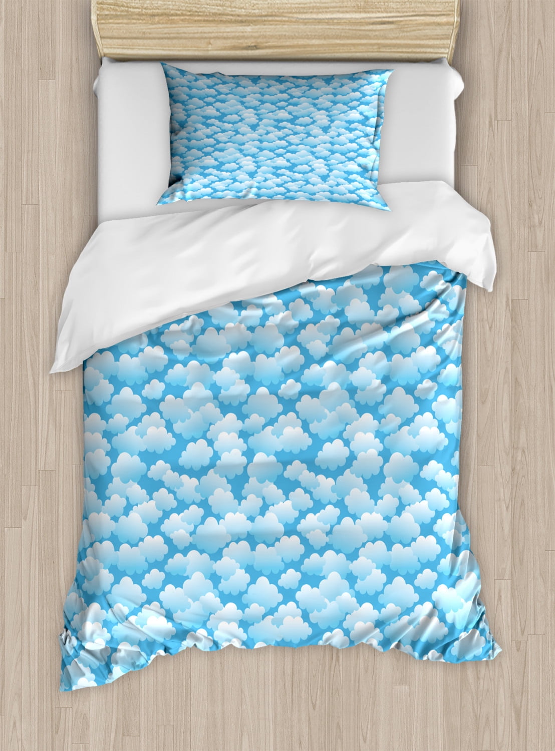 Cloud Twin Size Duvet Cover Set, Puffy Balls Inspired Floating Cumulus ...