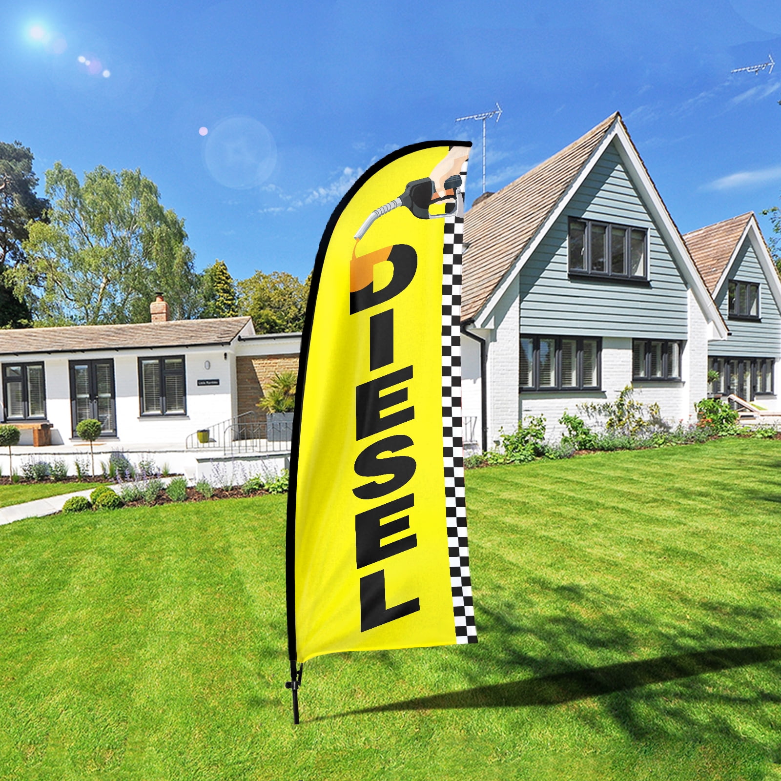 Qsum Diesel Business Flag With Pole Kit , Diesel Advertising Feather ...