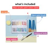 Incraftables Acrylic Paint Set W/ 24 Colors Acrylic Paints, 12 Brushes ...