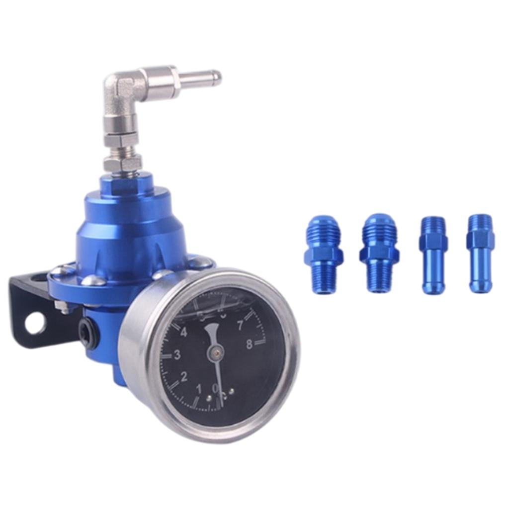 Adjustable Fuel Pressure Regulator - with 1 Gauge and 4 Fittings (Blue ...