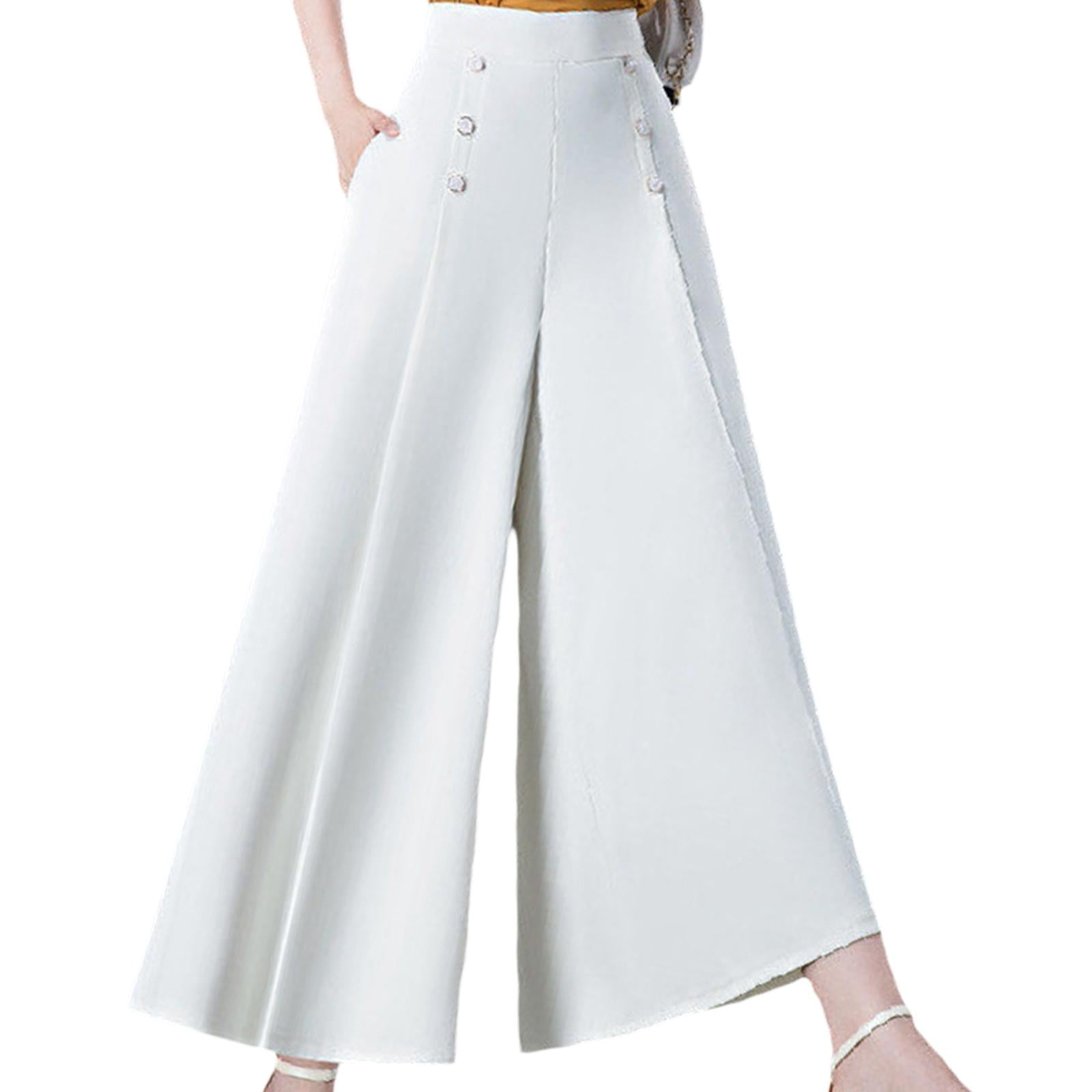 Pantalones palazzo Fernando de pierna ancha para mujer Blanco Talla L ...
