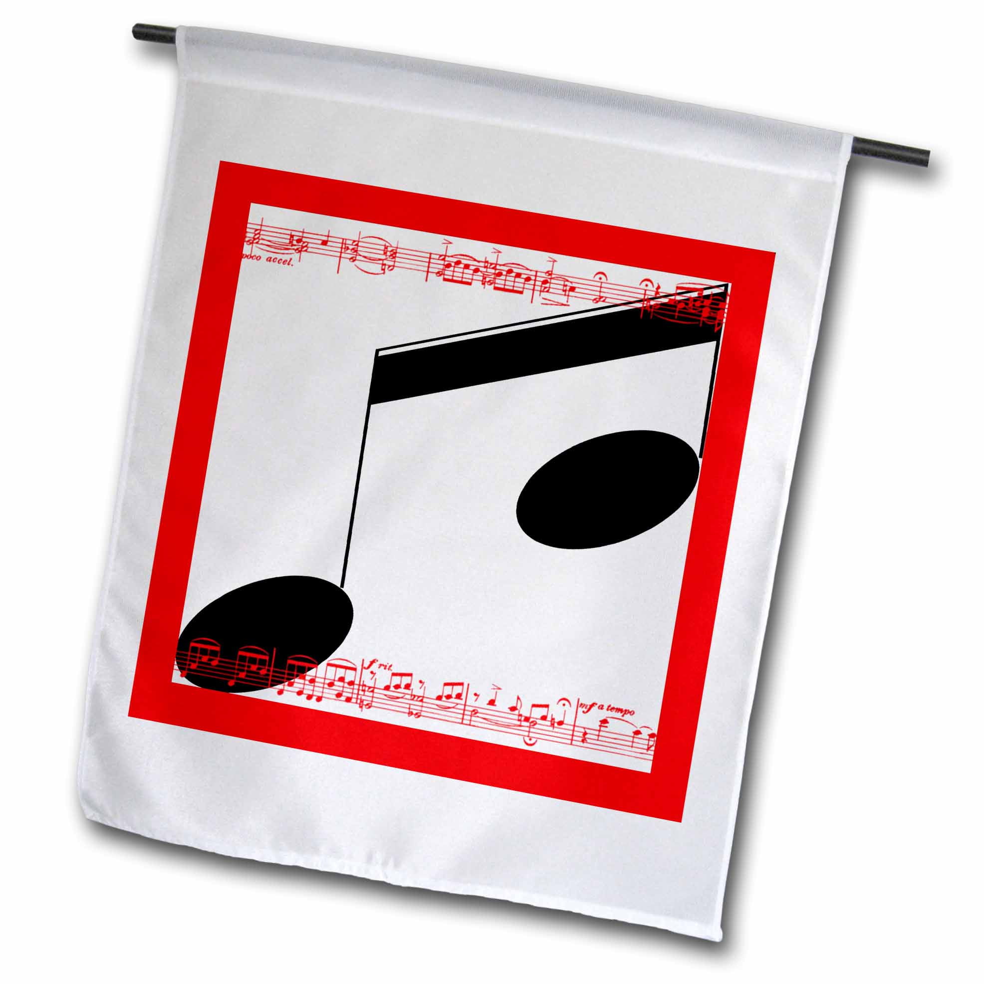 Black Note With Red Music Notes Border 18 x 27 inch Garden Flag fl ...