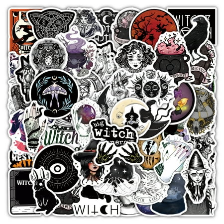 TOOAD 2 Pack Witch Stickers, Vintage Aesthetic Stickers, Magic Book Cat ...